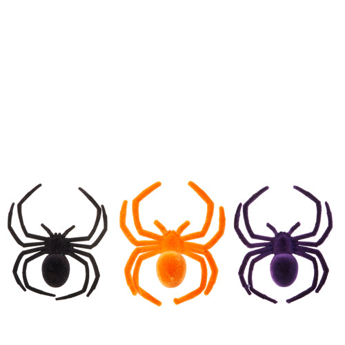 6.75" Flocked Spider PICK COLOR | Burlap and Bling Decor
