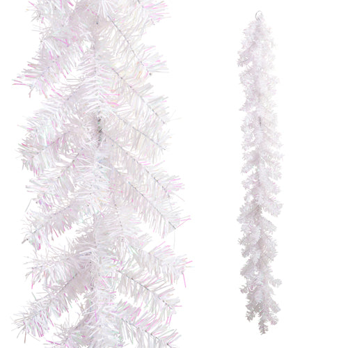 6' White Tinsel Garland – Burlap and Bling Decor
