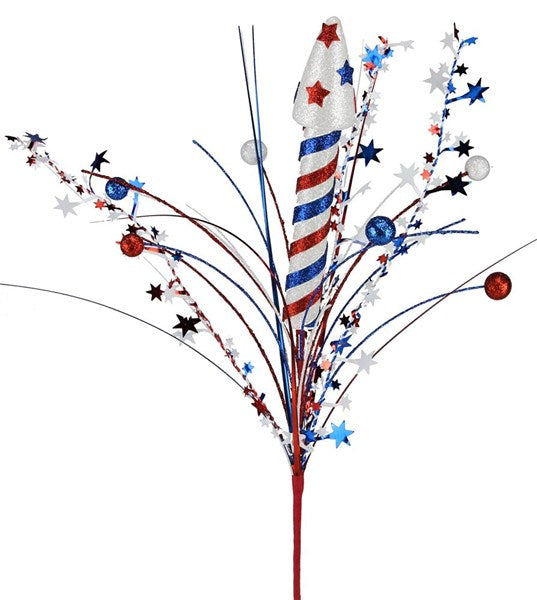 23"L FIRECRACKER/STAR SPRAY RED/WHITE/BLUE – Burlap and Bling Decor