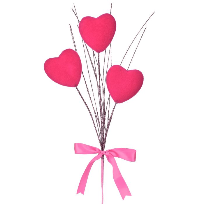 24" HOT PINK FLOCKED HEART | Burlap and Bling Decor