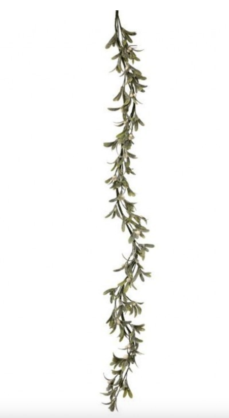 60" FROSTED WP MISTLETOE BERRY GARLAND NAFR | Burlap and Bling Decor