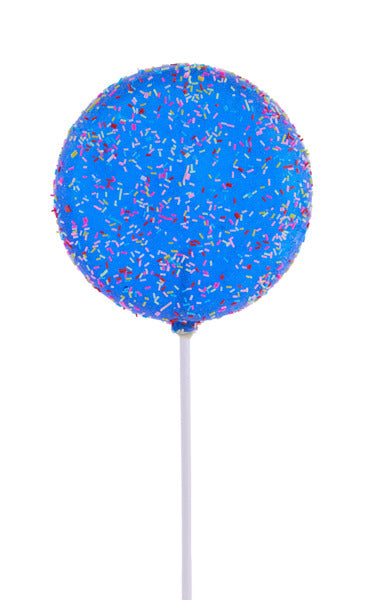 120MM GLITTER SPRINKLE LOLLIPOP W/STICK BLUE | Burlap and Bling Decor